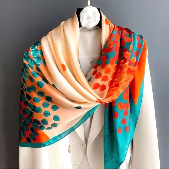SurArt | Accessories | Beautiful Silklike Satin Printed Square Scarf ...